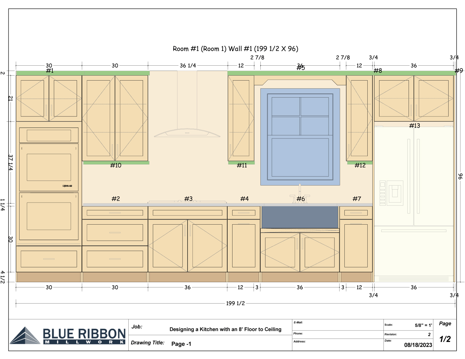 Here is the same kitchen, presented with a riser molding added below ...